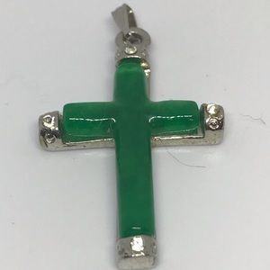 Jewelry | Genuine Jade Cross W Diamonds 925 | Poshmark